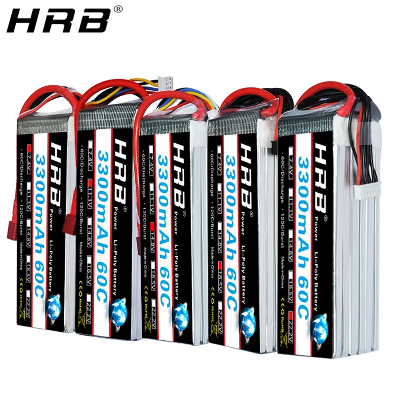 HRB batería Lipo 2S 7,4 V 11,1 V 3300 V 3,7 mah T Deans 60C XT60 3S 14,8 V RC Quadcopter FPV ...