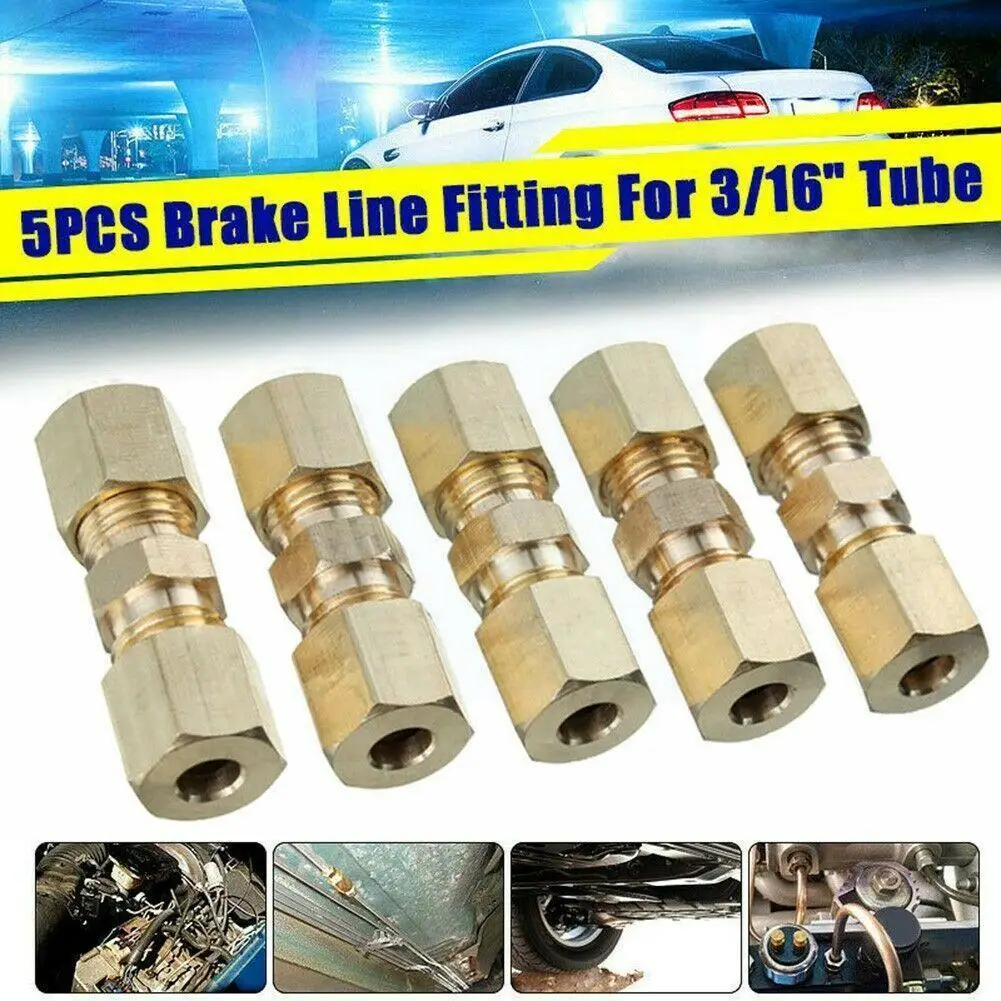 5pcs-Brake-Line-Union-Fittings-Straight-Reducer-Compression-3-16-Brake ...