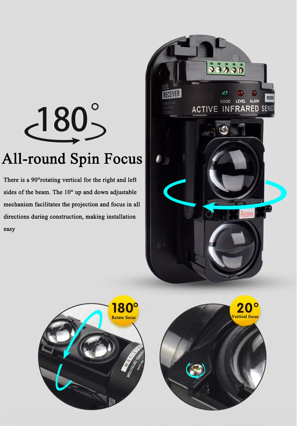 GSM Alarm Use 1m~150m Wall Gate Window Photoelectric Infrared Double Beam Detector Perimeter ...