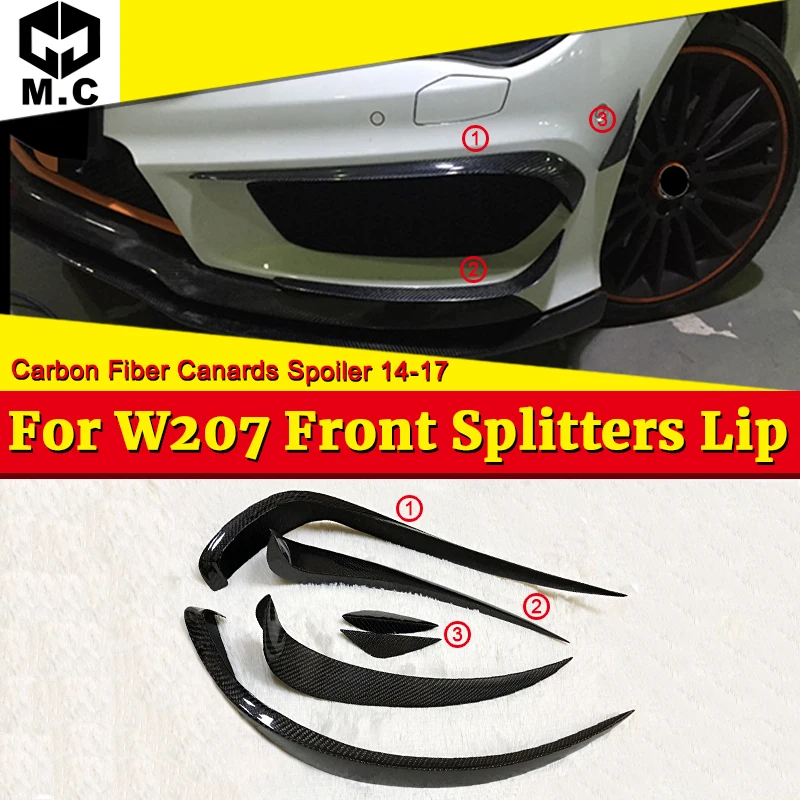 W207 Carbon Fiber Front Bumper Splitter Canards Lip Spoiler For ...