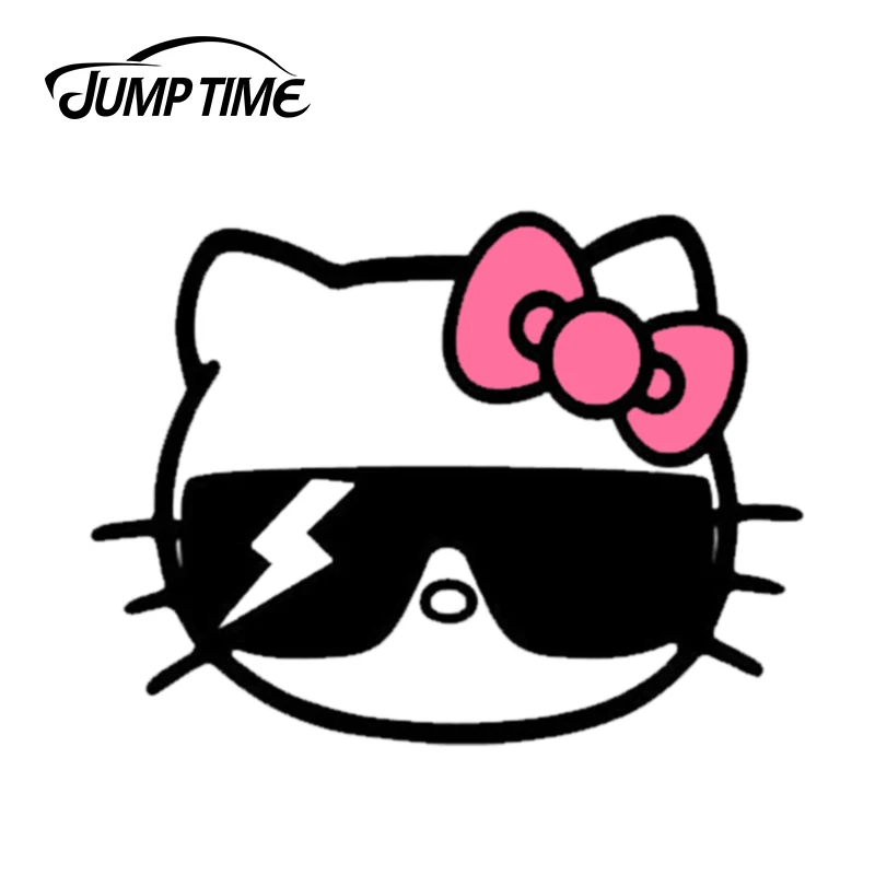 Jump Time 13cmx9.8cm Funny Kawii Hello Kitty Bad Cat Sticker Vinyl Car ...