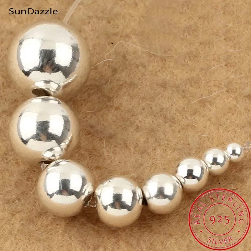 Small-Hole-Genuine-Real-Pure-Solid-925-Sterling-Silver-Beads-Round ...