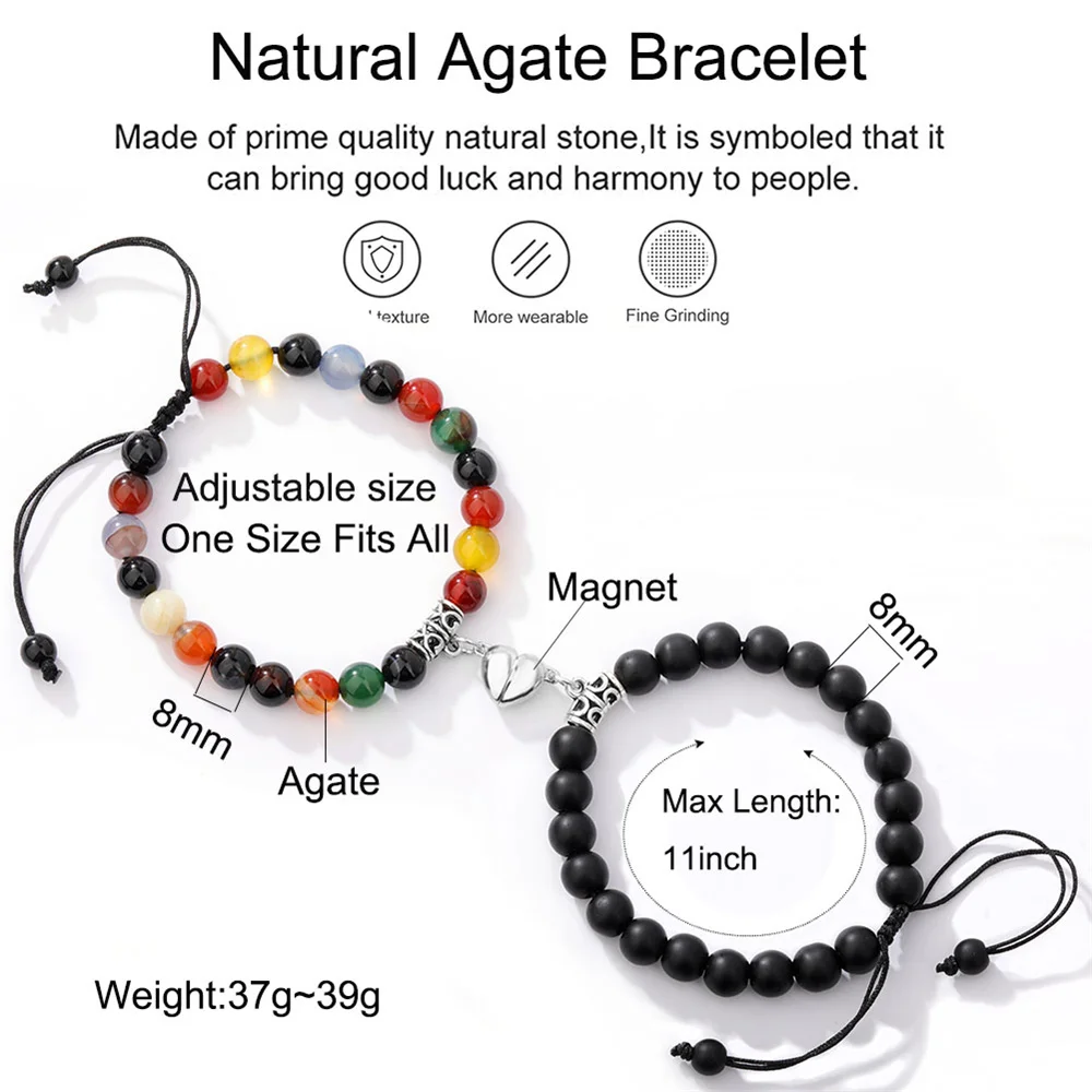 Aimant coeur 3 - Bracelet Magnétique En Pierre Naturelle Pour Couple ...