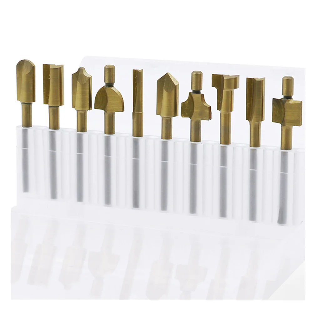 10Pcs Milling Bits 1/8in Shank HSS Woodworking Router Bits Cutter ...