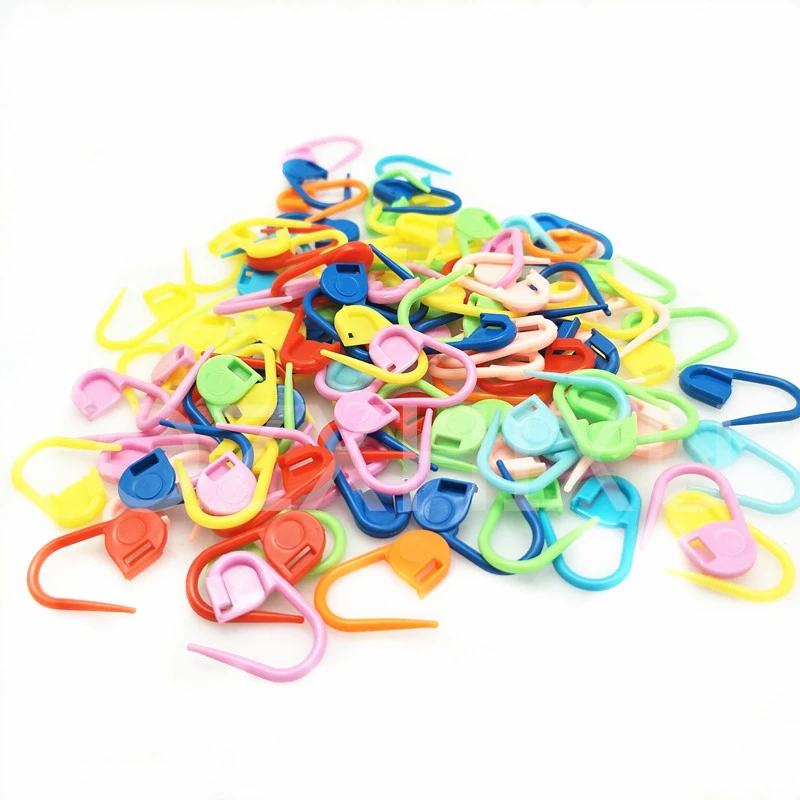 100pc Hot Sell Mix Color Plastic Knitting Tools Locking Stitch Markers ...
