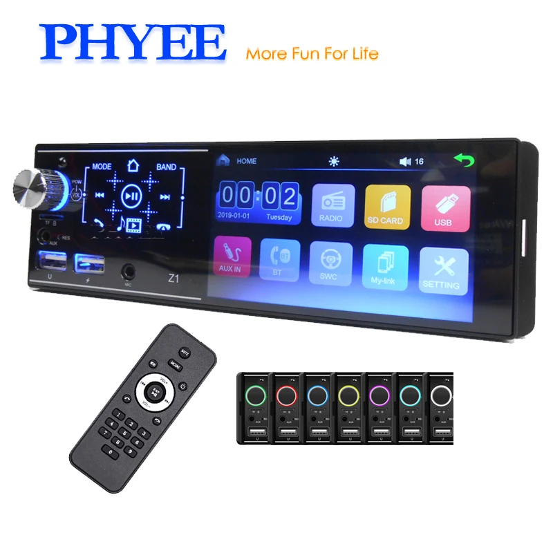 Central multimídia automotiva, 1 din, com tela sensível ao toque, mp5, rádio, vídeo, bluetooth ...