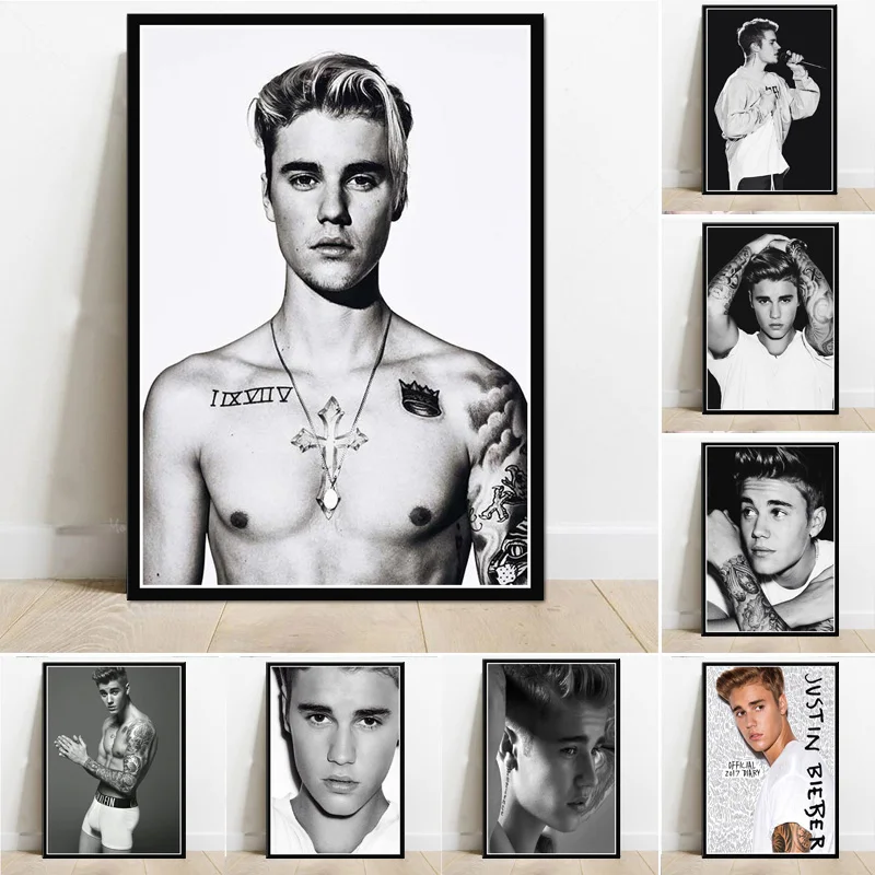 Justin Bieber Collage Black And White