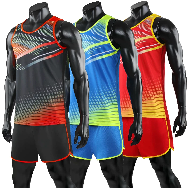 Men Women Running Sets Men 2 pieces Vest+Shorts Competition Running ...