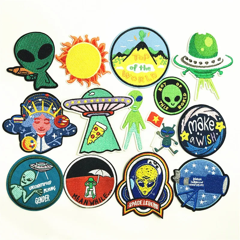 10Pcs-Telescope-Alien-UFO-Embroidered-Patches-Applique-Iron-on-Badge ...