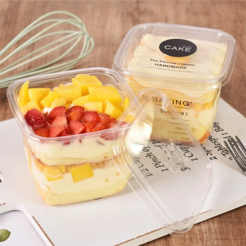 50sets Square Transparent Yogurt Mousse Cupcake Packing Box Dessert ...