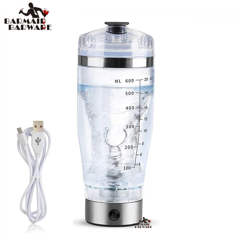 600ml Electric Cocktail Boston Shaker USB Automatic Protein Shaker ...