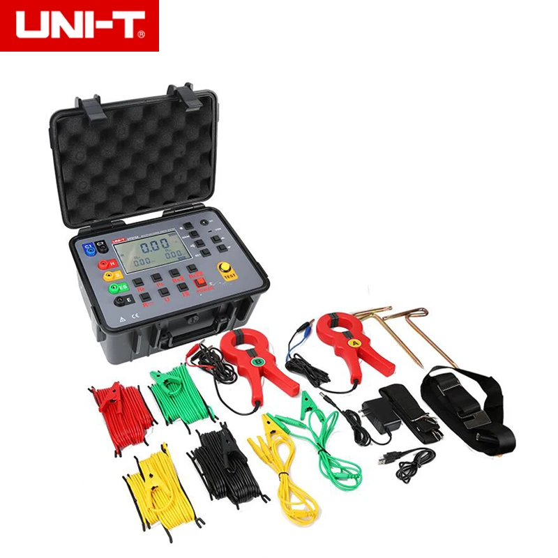 Probador de resistencia de puesta a tierra UNI T UT575A, doble abrazadera, pantalla grande de ...