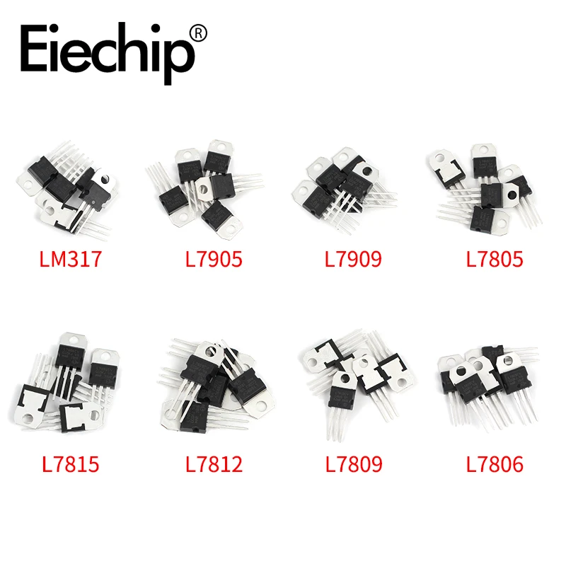 40pcs/set Voltage Regulators Ic To-220 L7805/7806/7809/7812/7815/7905 ...