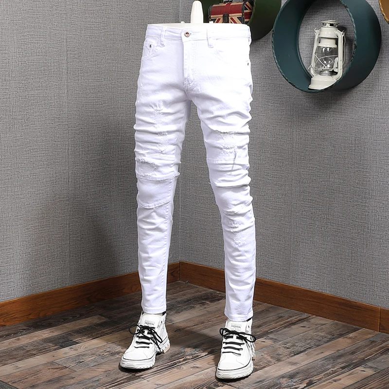 Men's white jeans slim fit store