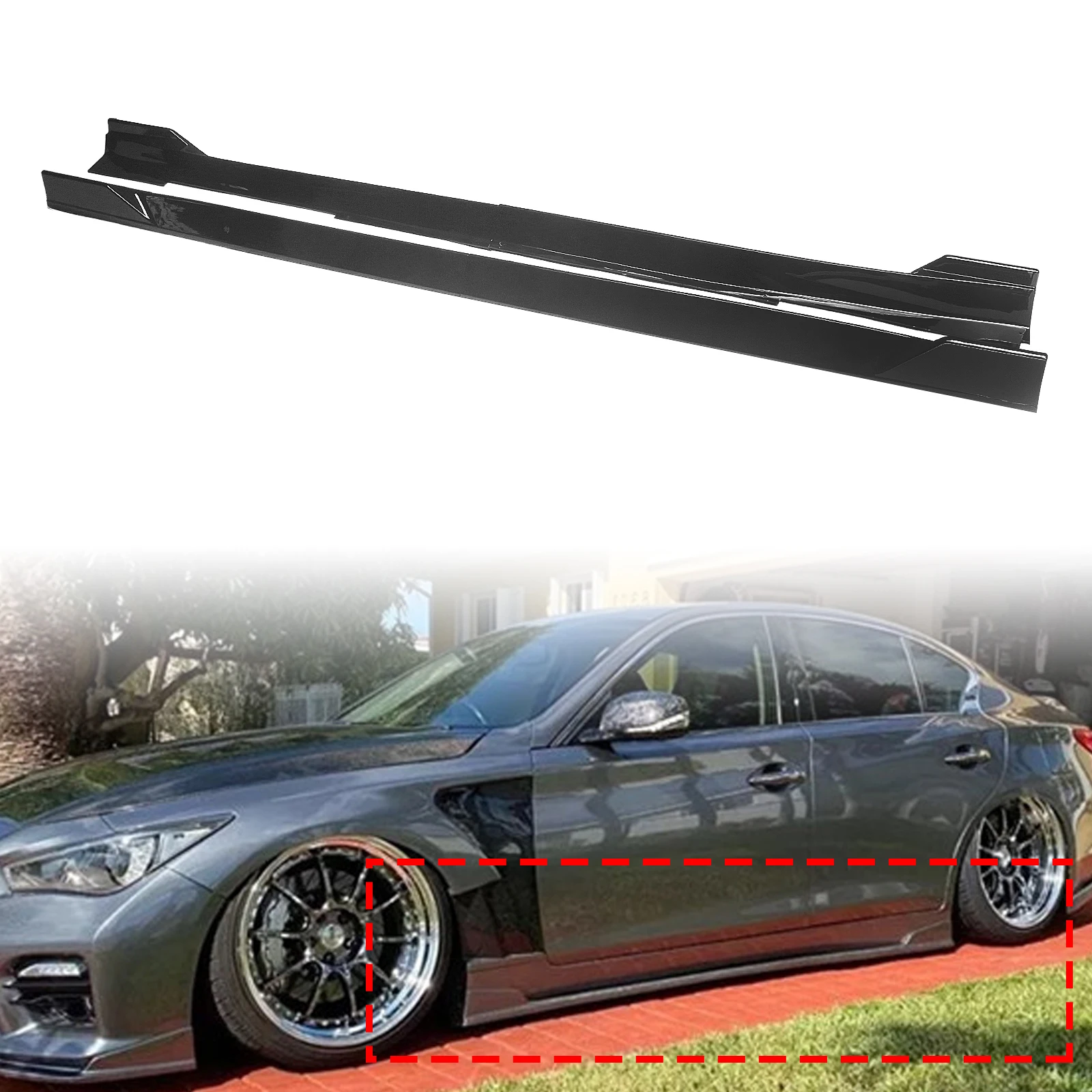 Side-Skirt-Extension-Splitter-Trim-For-Infiniti-Q50-Sport-Version-Only ...