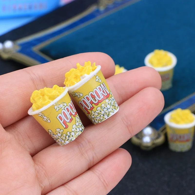 2pcs 1/12 Scale Miniature Dollhouse Food Mini Popcorn Bucket For ...