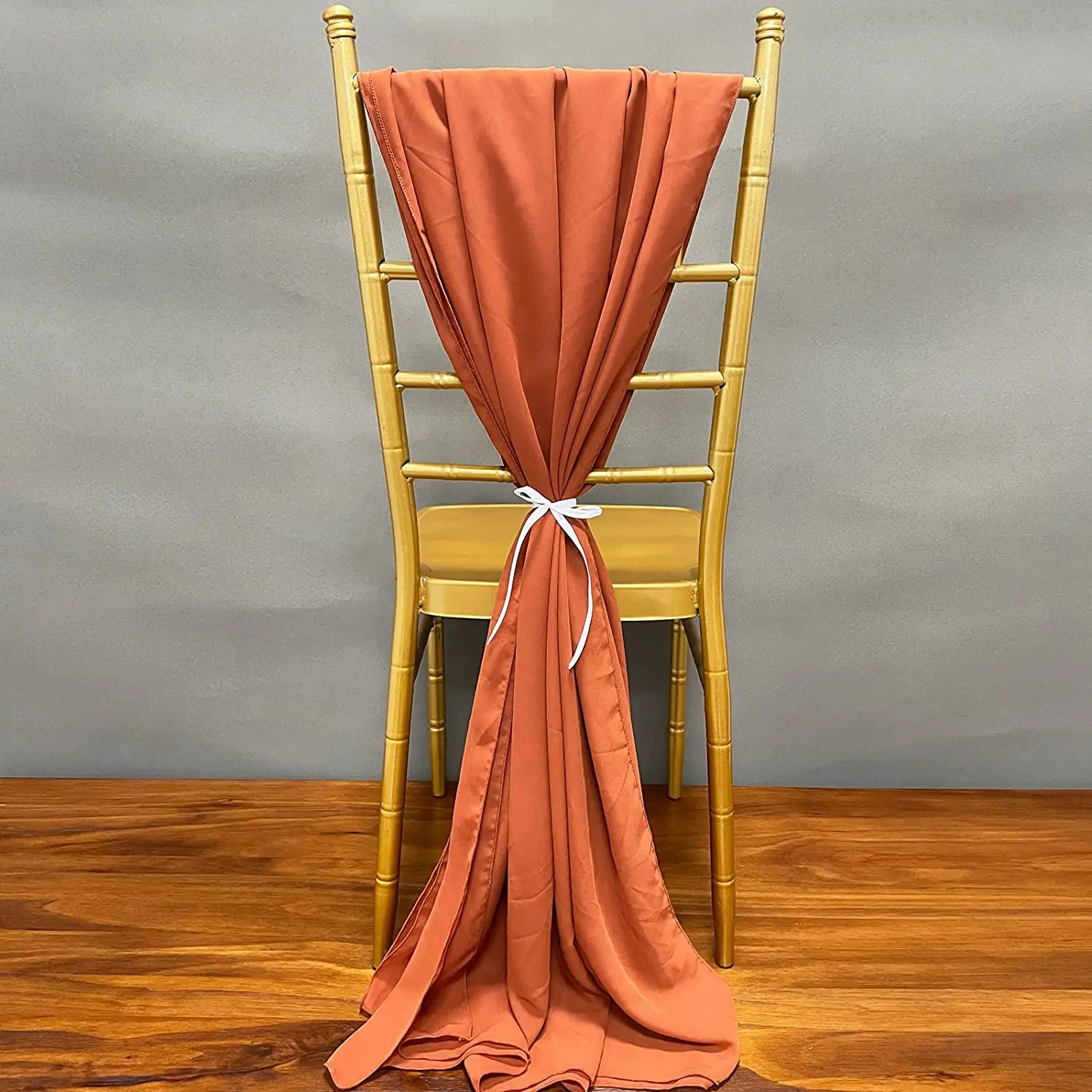 Couleur Rouille taille 70x300cm Chemin de Table en mousseline de soie ...