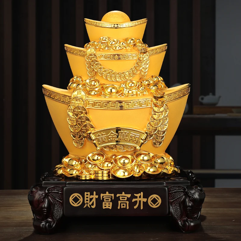 Gold Ingot Decoration Lucky Cornucopia Coin Bank Home Living Room Wine ...