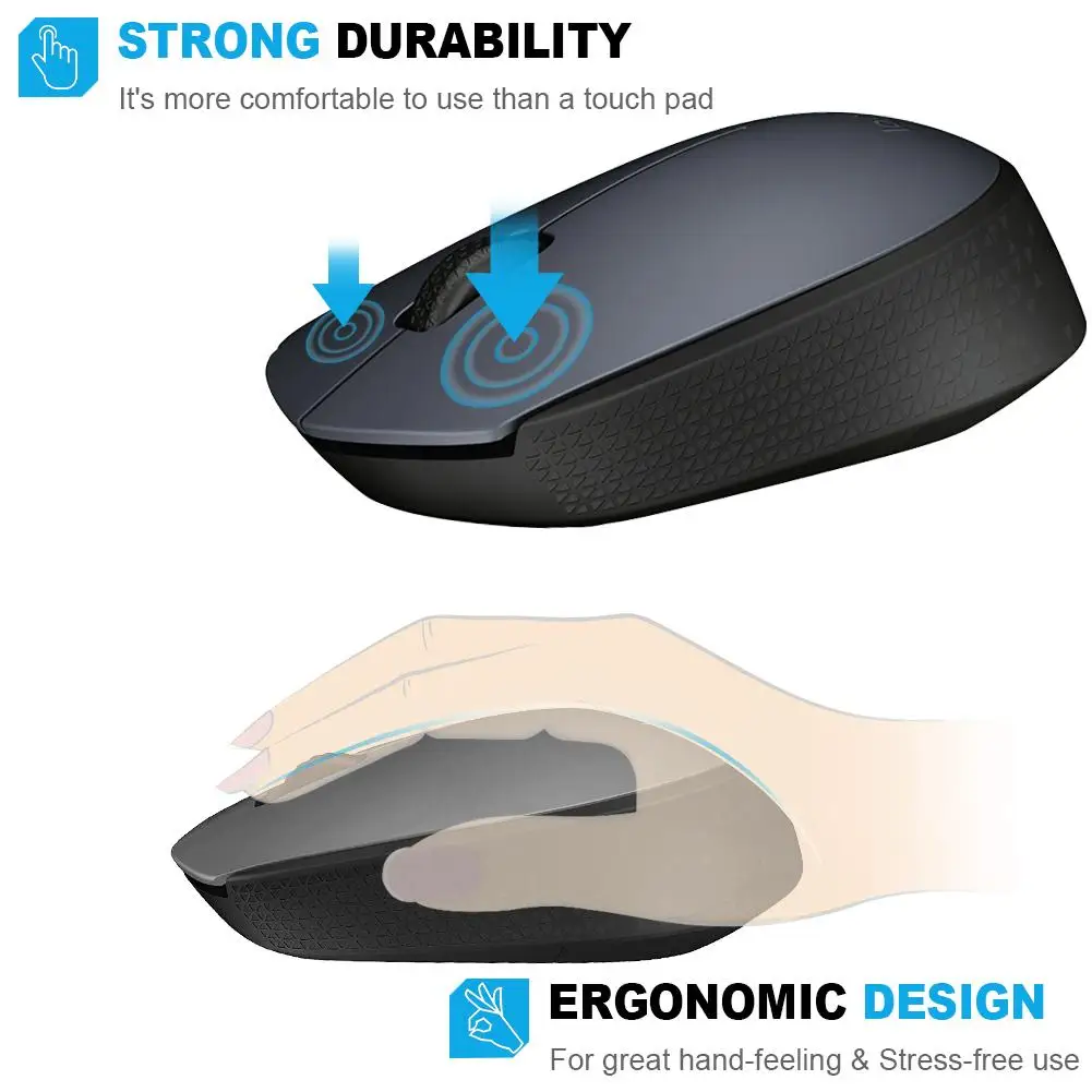 Souris Logitech Souris sans fil M171 2,4 GHz avec suivi optique du récepteur nano USB - Noir | Darty