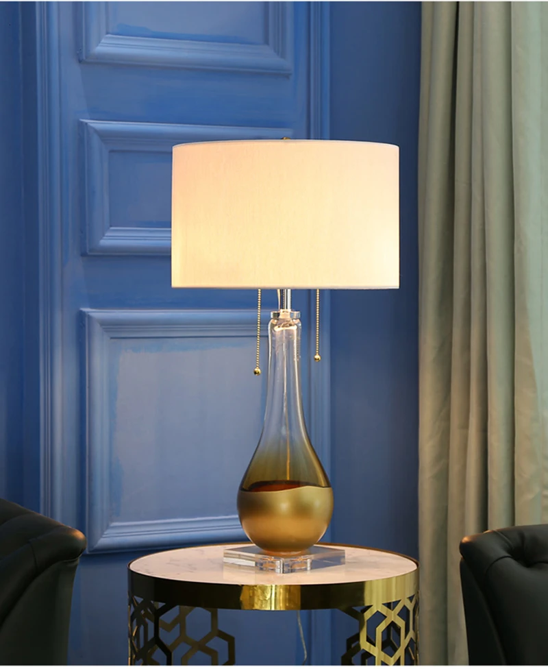 Metal And Glass Combined Drop Shape Table Lamp For Bedroom Wedding ...