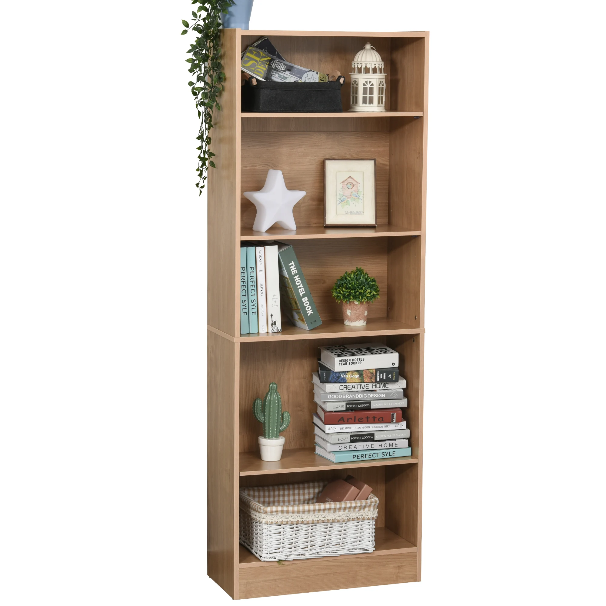 HOMCOM-5-tier-bookshelf-for-books-with-3-shelves-adjustable-for-office ...