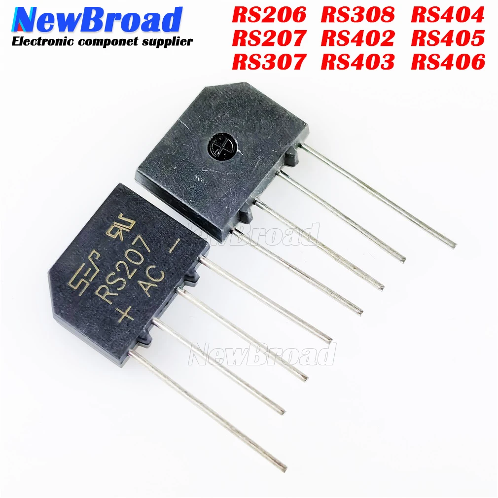 10PCS-NEW-Rectifier-Bridge-Pile-Flat-Bridge-RS206-RS207-RS307-RS308 ...