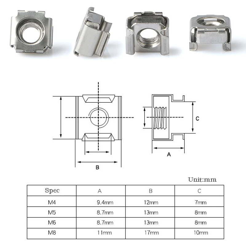 VIS,Nickel-plated Nut-M4 Nut (20pcs)--Écrous de Cage et boulons de ...