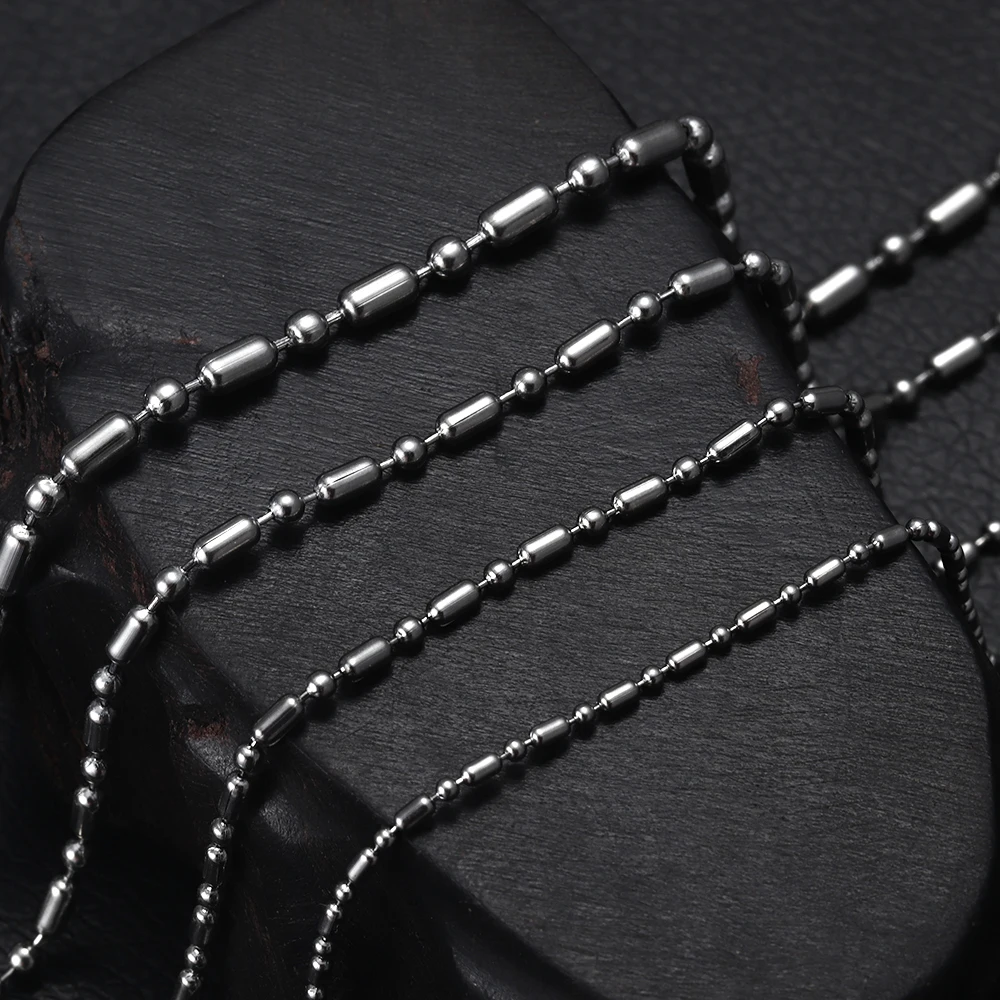 Stainless Steel Men's Necklace Bamboo Chain Finished Chains with Ball ...