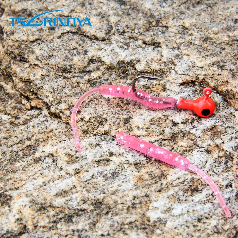 Tiny Soft Worm with Pin Tail Rubber Plastic Bait 4.3cm 0.2g Rock ...