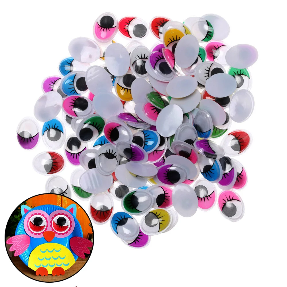 100Pcs/bag Plastic Wiggling 3D Doll Eyes Oval Moving Eyes for DIY Toys ...