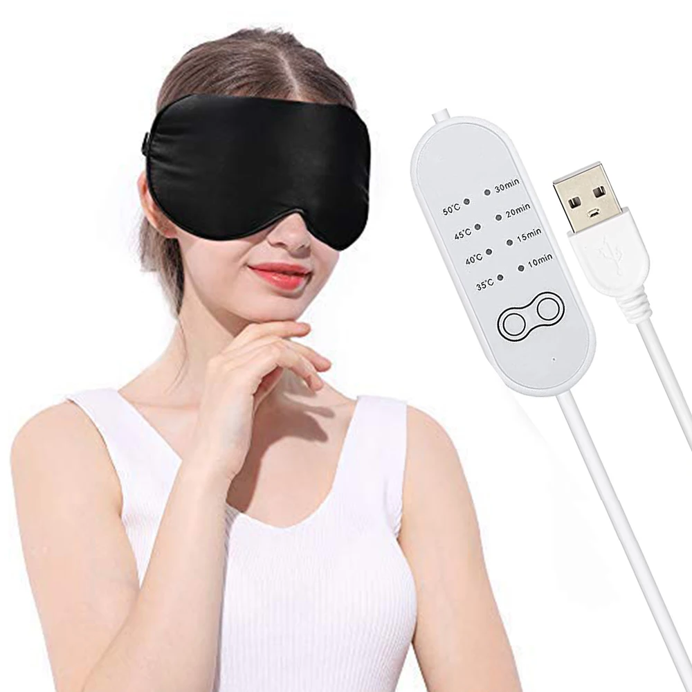USB Heated Eye Mask Reusable USB Silk Steaming Eye Mask Eye Massager ...