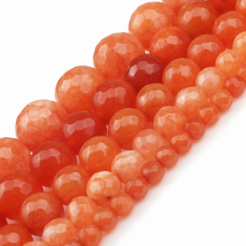 Cuentas de jade de Calcedonia naranja facetado, piedra Natural, cuentas ...