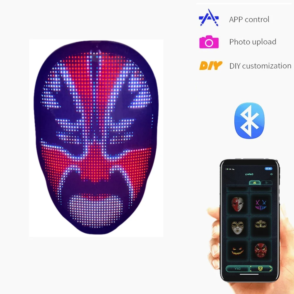 App Control Diy Squid Game Mask Led Luminous Masks Diy Picture Editing ...