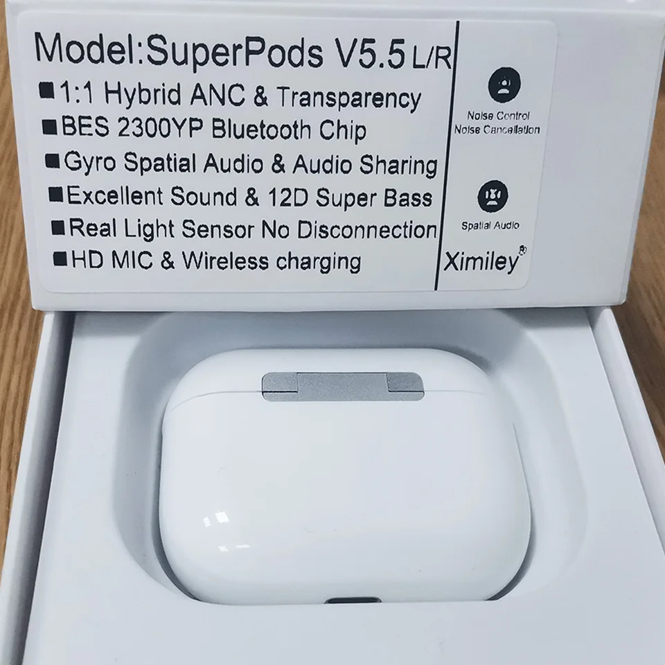 Superpods V7.5 V6.5 V5.5 Tws Hybird Anc Wireless Earphone Airpoddings ...