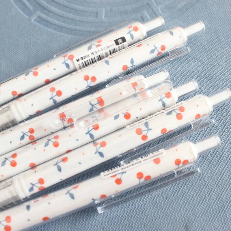 2pcs Kawaii Fruit Cherry Pens For School Press Gel Pens Cute ...
