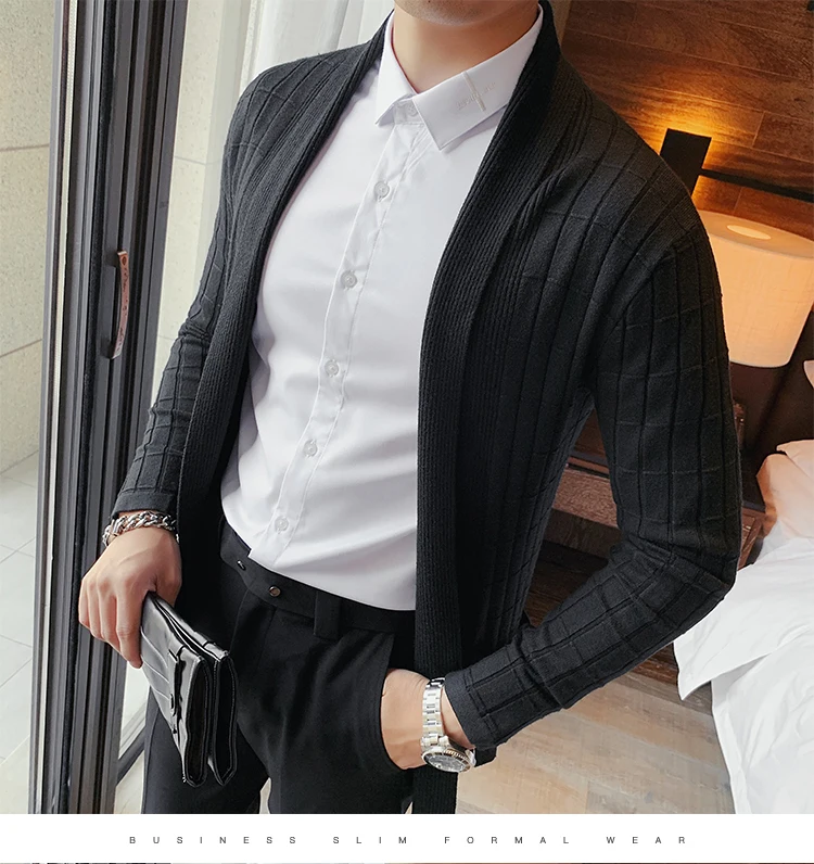 Gilet-cardigan,Cardigan à manches longues et col rabattu pour Homme ...