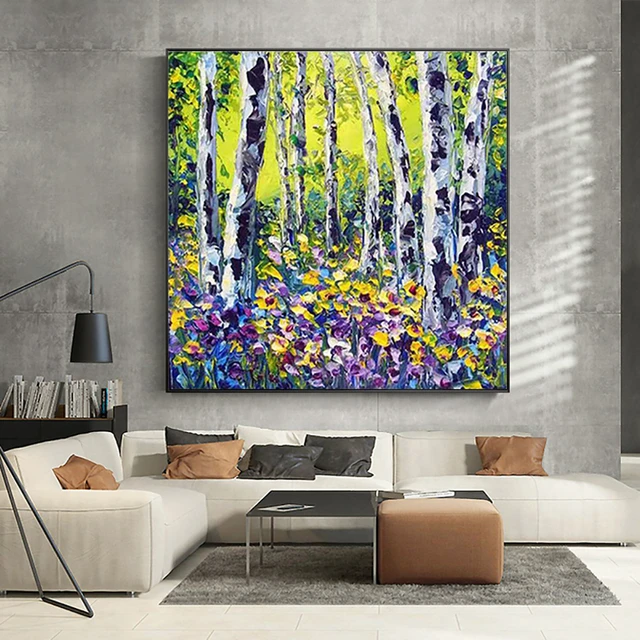 Abstract Birch Tree Paintings