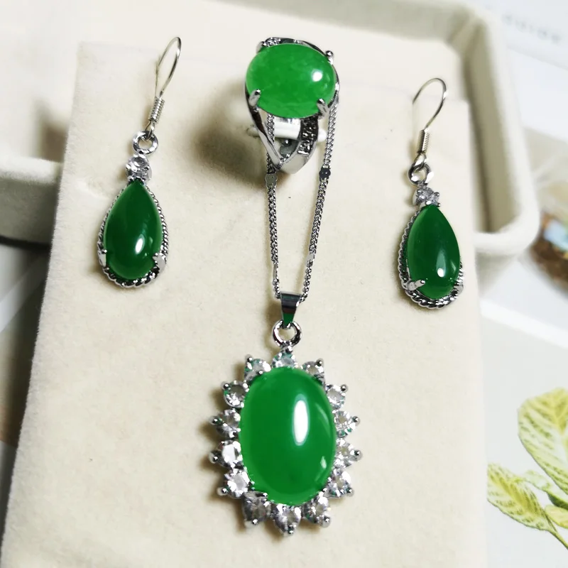 Jade Jewellery Sets Women | 925 Silver Jewelry Sets | Emerald Jewelry ...