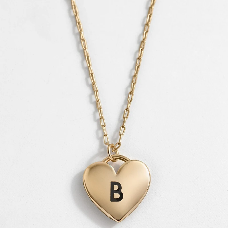 Collar con colgante de corazón con inicial grabada para mujer, collar ...