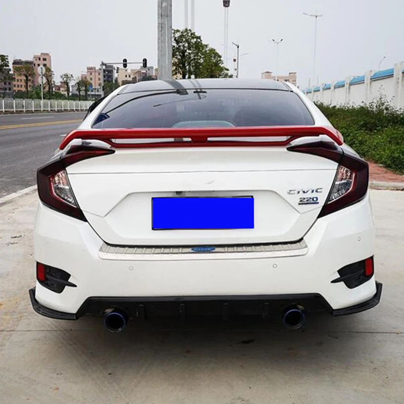 For Car Spoiler Wing Honda Civic 2016 2017 2018 Abs Plastic Unpainted ...