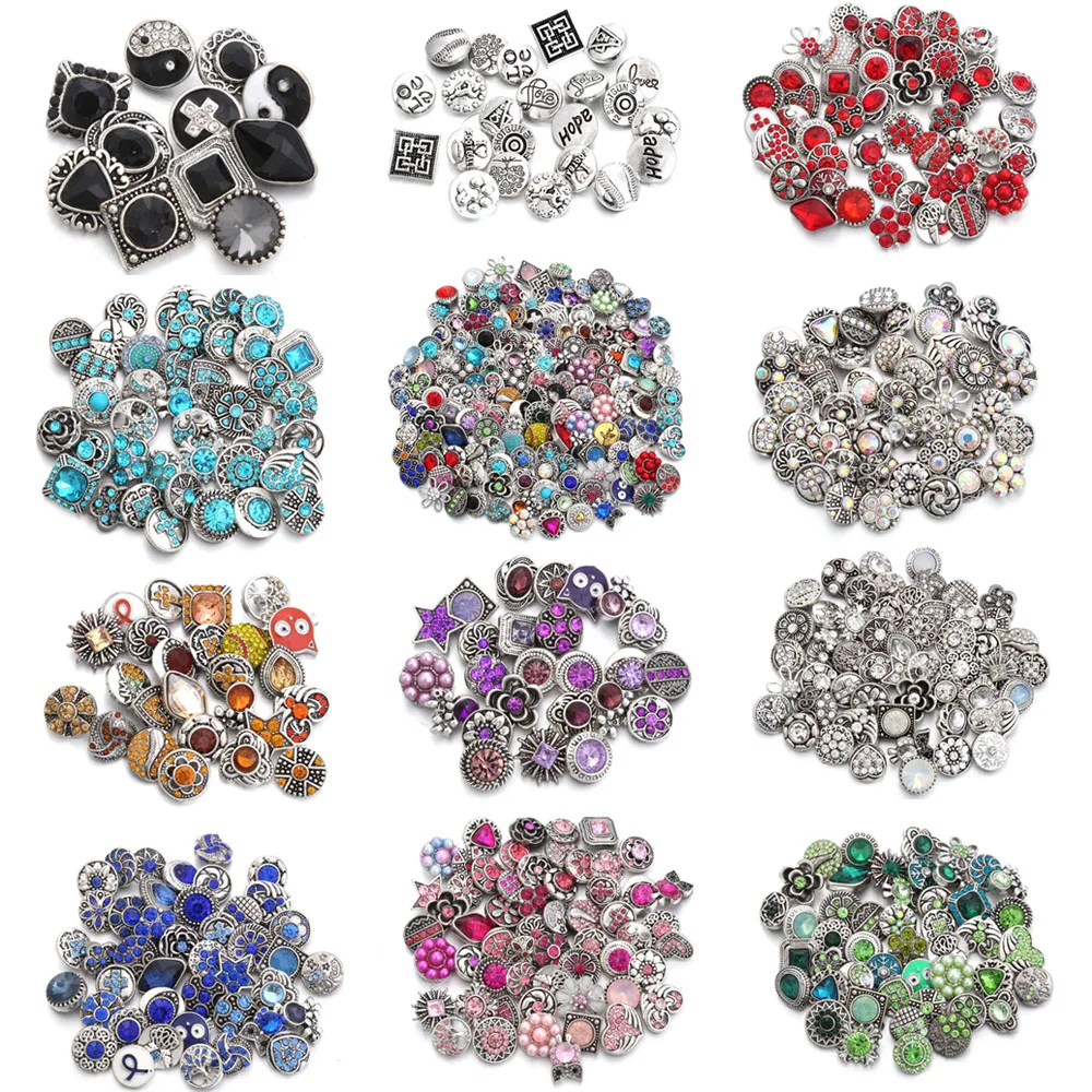 12mm Mini Snap Button Bracelet | Rhinestone Earrings Necklaces - 10pcs ...