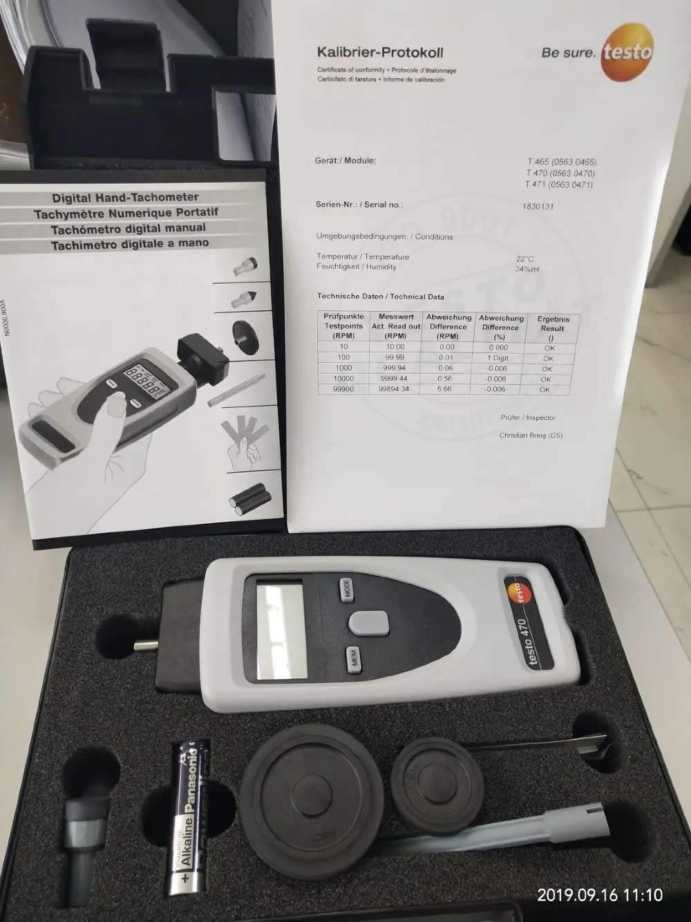 Testo 470 Precision Optical/mechanical Speed Measuring Instrument ...