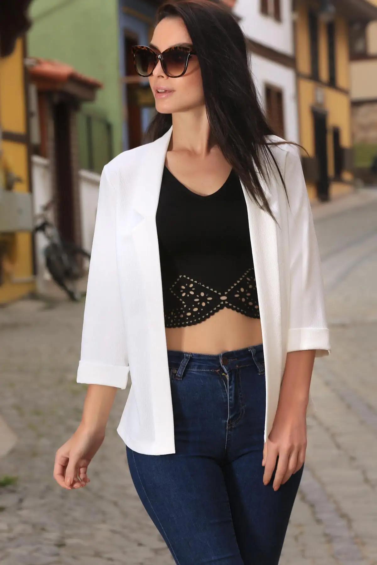 Armonika Women Raw White Double Sleeve Collar Coat ARM 17Y00040|Jackets ...