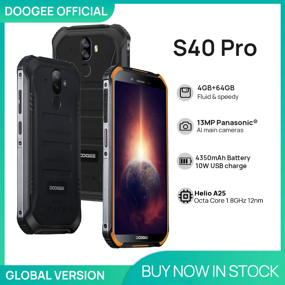 Doogee s40 pro smartphones android 10 áspero telefone celular ip68/ip69k 4gb ram 64gb rom ...