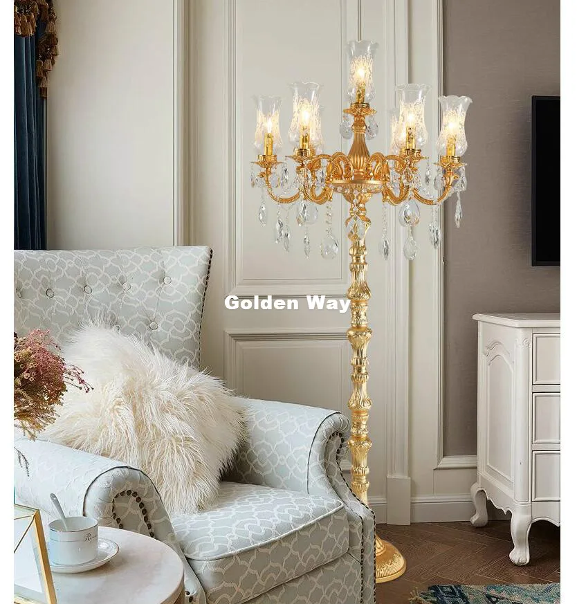 Golden-Color-Floor-Lamp-Decorative-Stand-Light-Fixture-Cristal-Standing ...