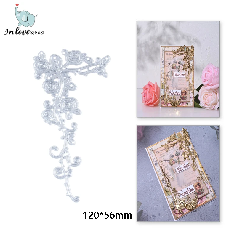 InLoveArts Rose Edge Metal Cutting Dies Flower Leaves Corner Dies New ...