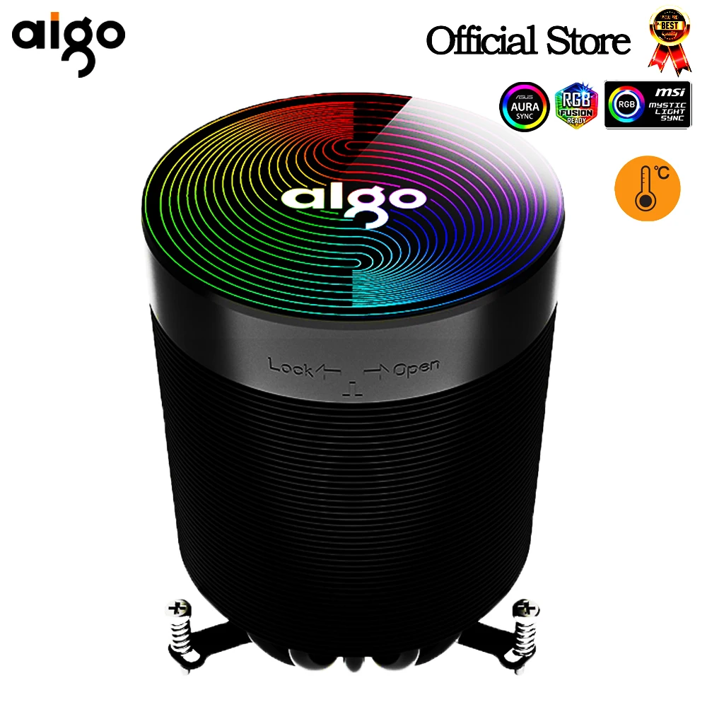 Aigo-CPU-Cooler-pwm-led-rgb-Fan-Radiator-4PIN-5-Pure-Copper-Heat-pipes ...