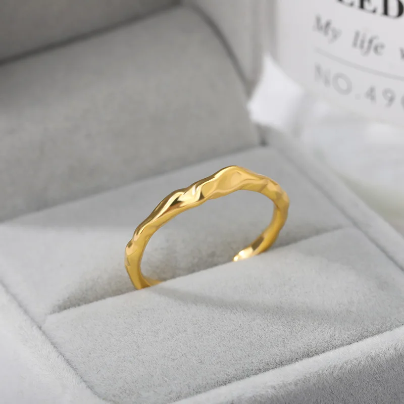 Gold Plated Irregular Rings for Women Adjustable Open Stainless Steel ...