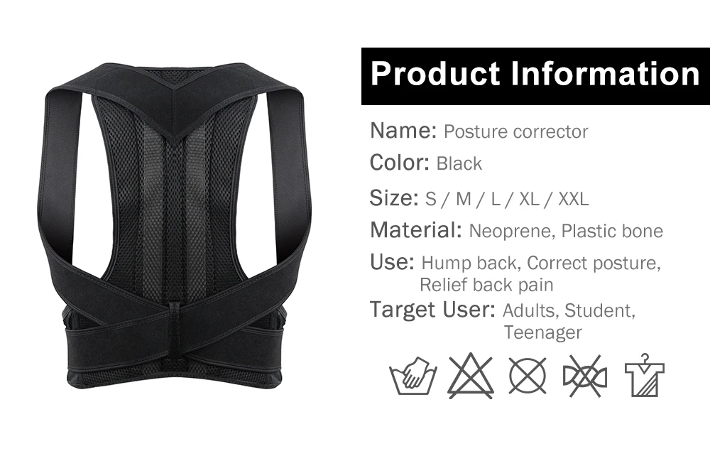 NY-48 Adjustable Back Posture Brace Back Pain Relief by Elastic Belt XL ...