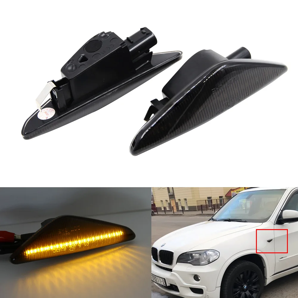 2x Amber Smoked Lens Indicator Led Side Markers LED For BMW E70 X5 E71 ...
